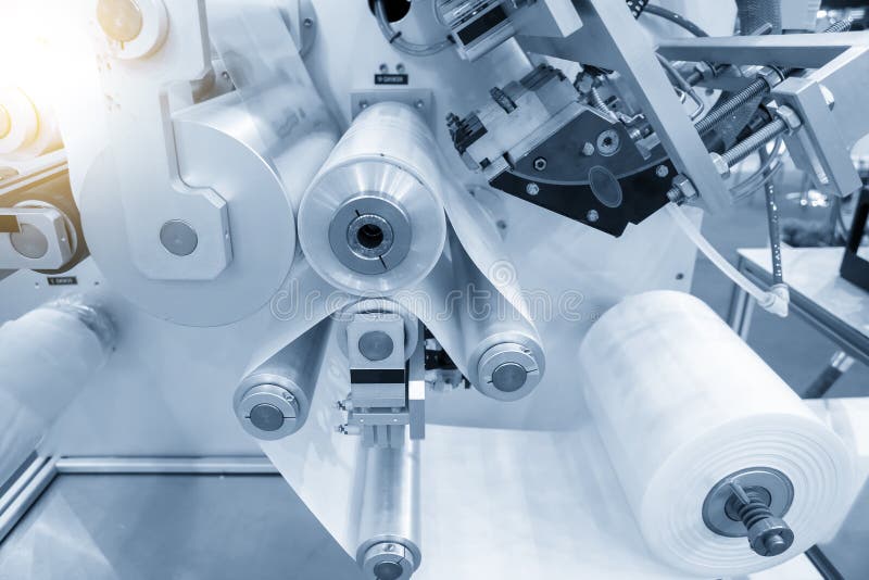 The Roll of Plastic Bag in Extrusion Machine Stock Image - Image of ...