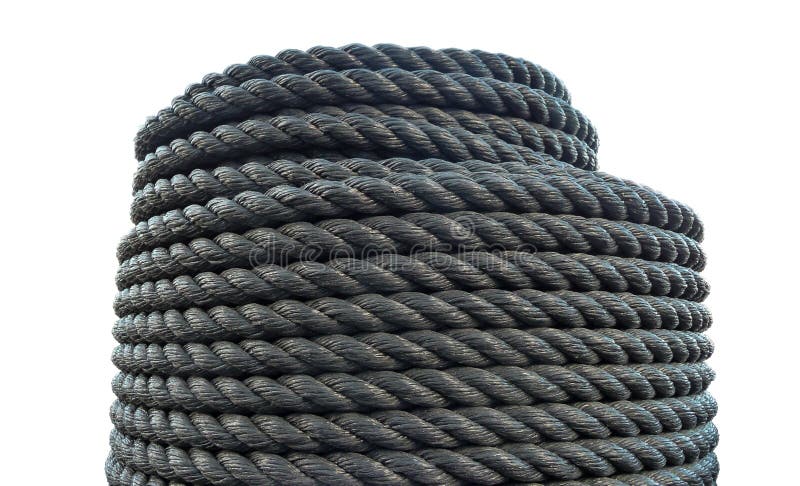 Roll Plastic Rope. Thick Black Rope Stock Photo - Image of carving ...