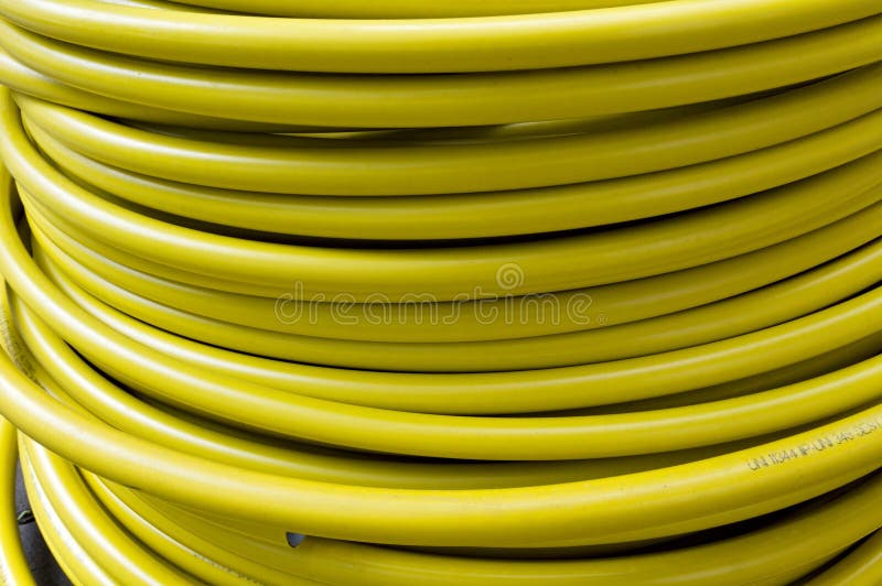 Roll of Plastic Yellow Cable, Texture Stock Photo - Image of corrugated ...