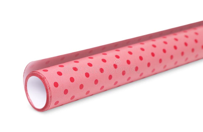 Roll of Polka Dot Wrapping Paper on White Background Stock Image ...