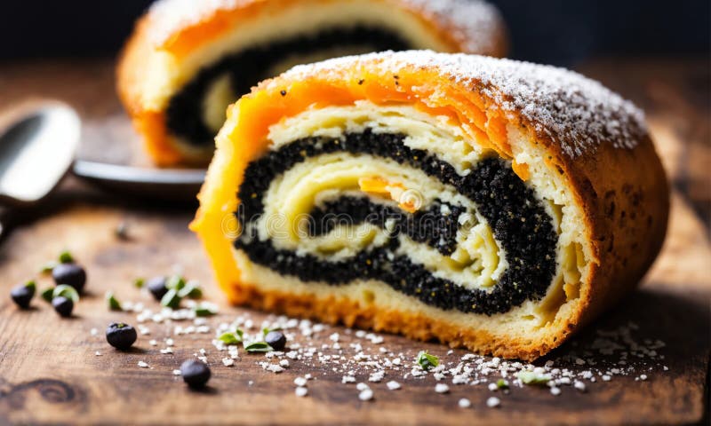 Roll with Poppy Seed Filling. Sweet Pastries for Easter Stock ...