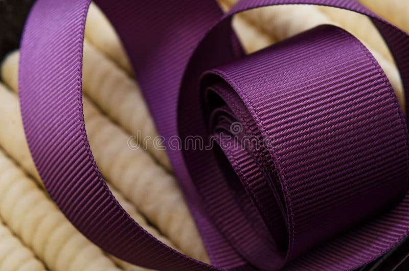 Roll of Purple Satin Ribbon on Sweets Stock Photo - Image of fabric ...