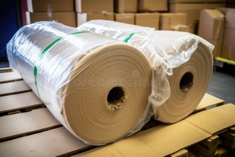 A Roll of Recycled Paper Insulation in Packaging Stock Image - Image of ...