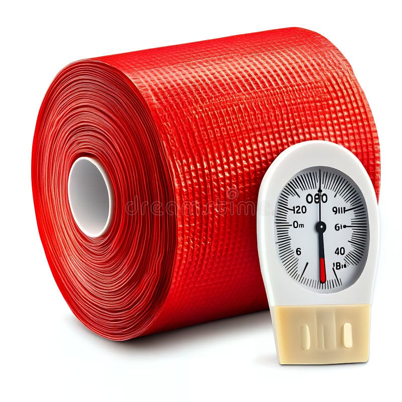 Roll of Red Textured Tape with a Gauge Stock Illustration ...