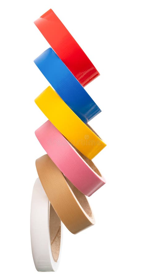 Roll Set of Multicolor Adhesive Vinyl or Cloth Tape Isolated on White ...