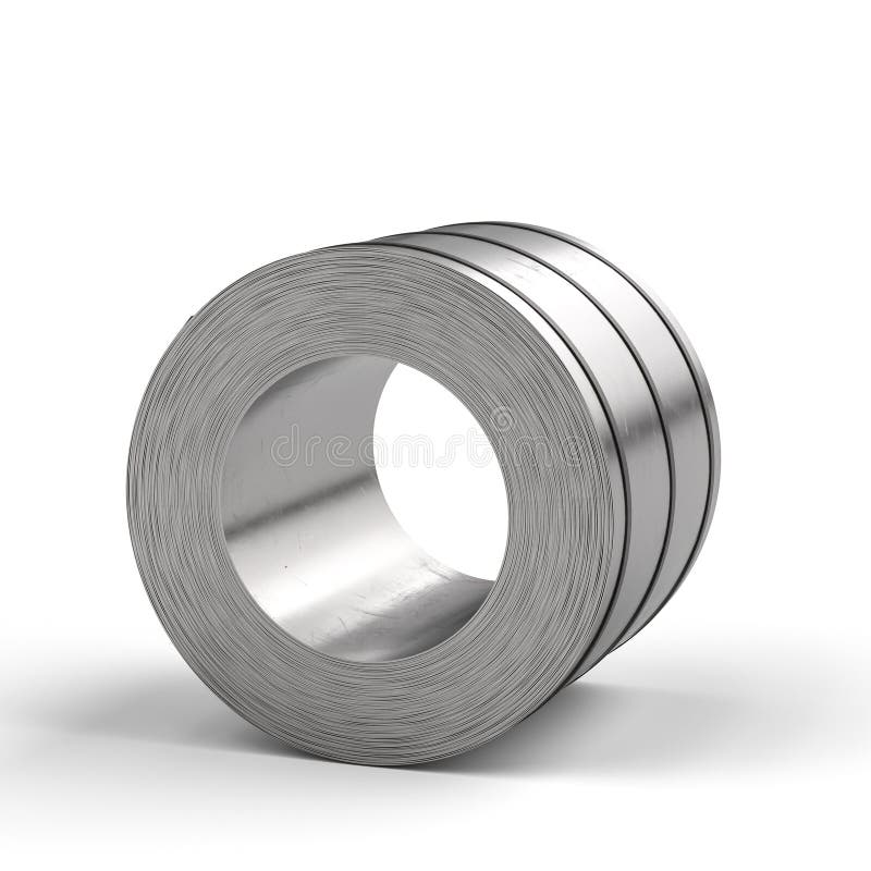 Roll of Sheet Metal Steel Industrial Material Coil Lying on White ...