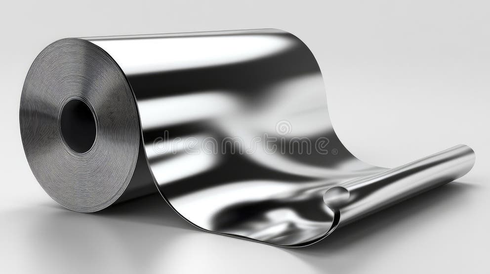 Gleaming Metallic Roll: Abstract Industrial Material with Reflective ...