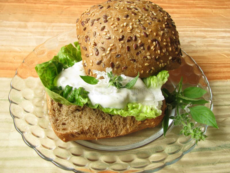 Roll with soft curd cheese stock image. Image of basil - 16221285