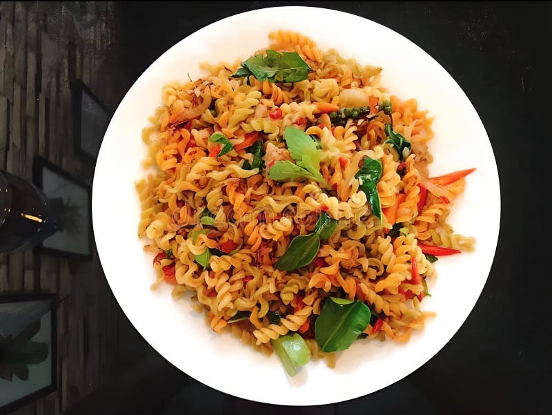 A Roll of Spaghetti Spicy Style Stock Image - Image of produce, meal ...