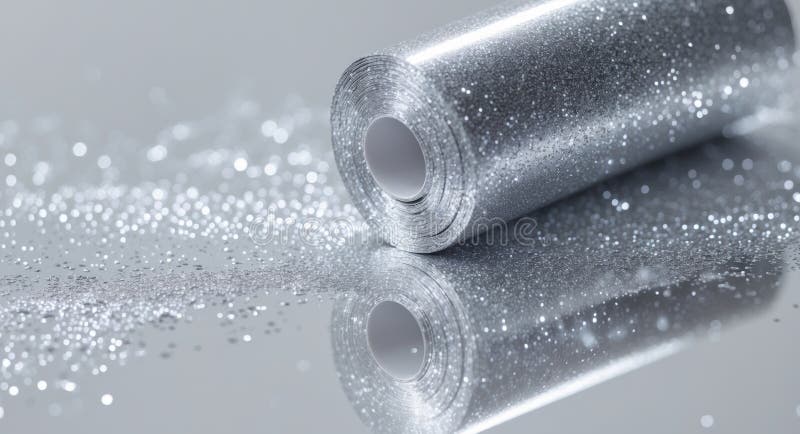 Roll of Sparkling Silver Glitter Paper with Reflection, Decorative ...