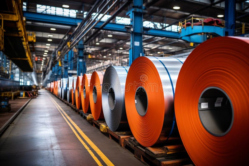 A Roll of Steel Color Sheet in the Factory. Generative by Ai Stock ...