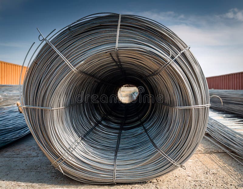 A Roll of Steel Reinforcement Wire Mesh Partially Unrolled on a Clean ...
