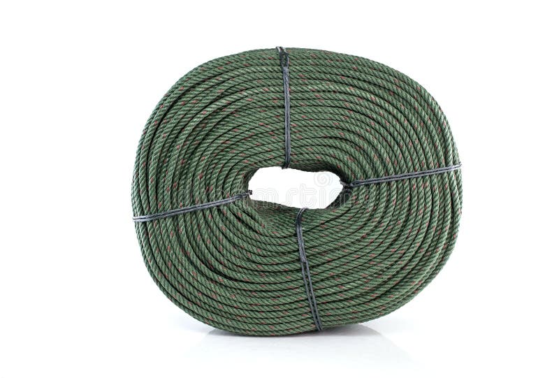 Roll Thick Green Nylon Rope Isolated on White Background Stock Image ...