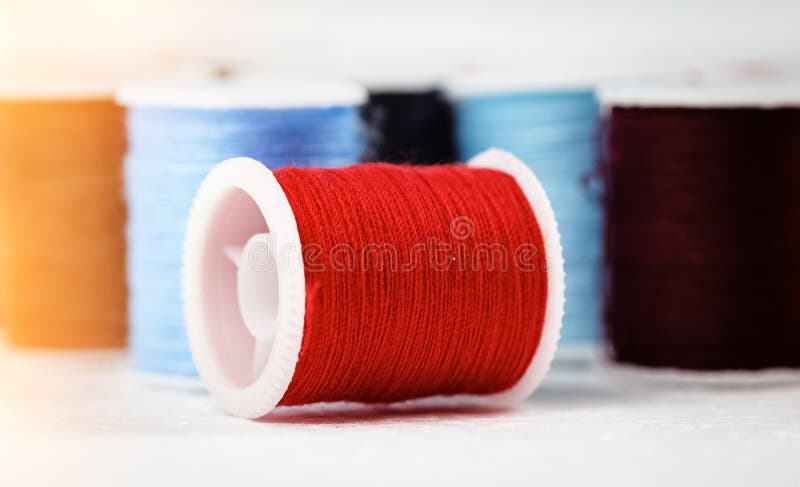 The Roll of Thread on Background,show Texture of Orange Color Thread ...