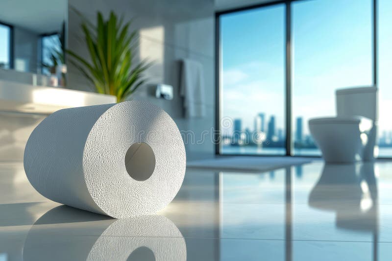Roll of Toilet Paper in Modern Bathroom . Stock Image - Image of ...