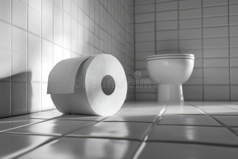 Roll of Toilet Paper in Modern Bathroom . Stock Image - Image of ...