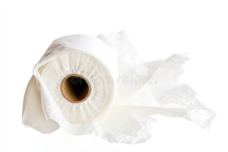 A Roll of Toilet Paper Sits Atop a Stack of Toilet Paper Stock Image ...