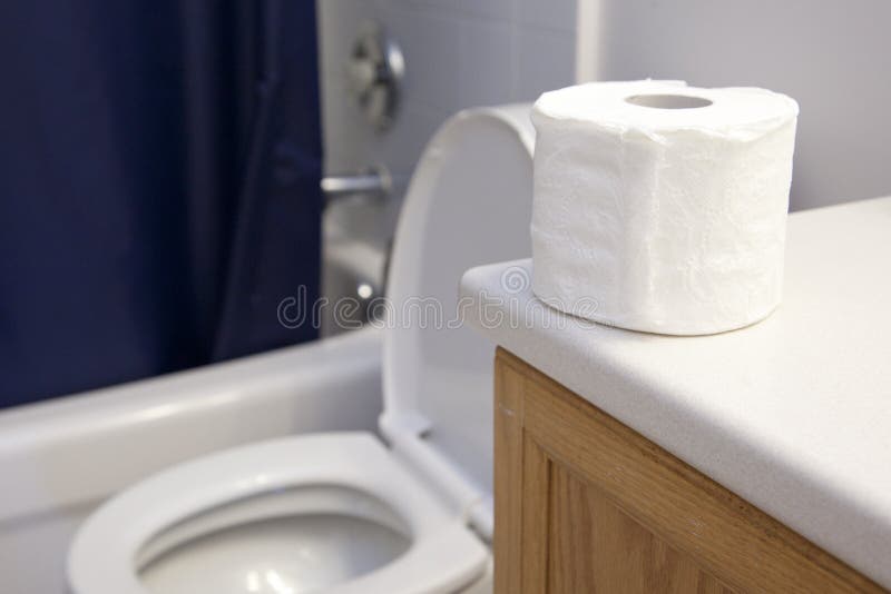Toilet Paper Next To Toilet Stock Photo - Image of sink, tile: 131697934