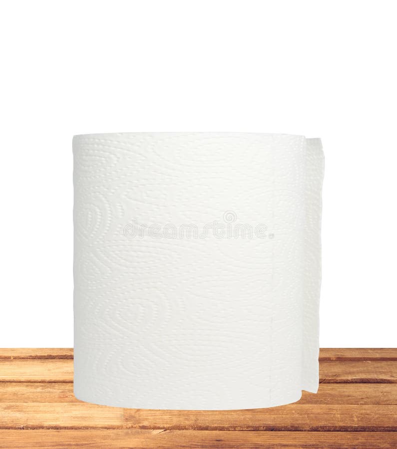 Roll of Toilet Paper on Table Isolated on White Stock Photo - Image of ...