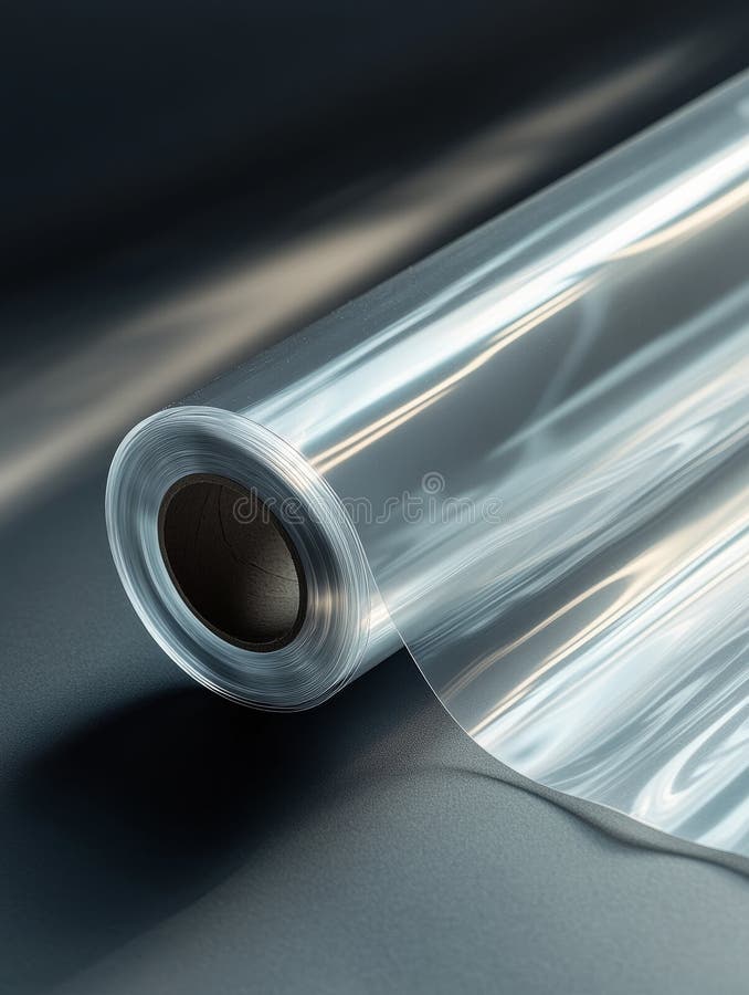 A Roll of Transparent Plastic Wrap on a Surface. Stock Image - Image of ...
