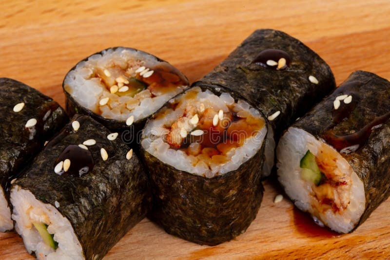 Roll Unagi Maki stock image. Image of japan, seafood - 125533507