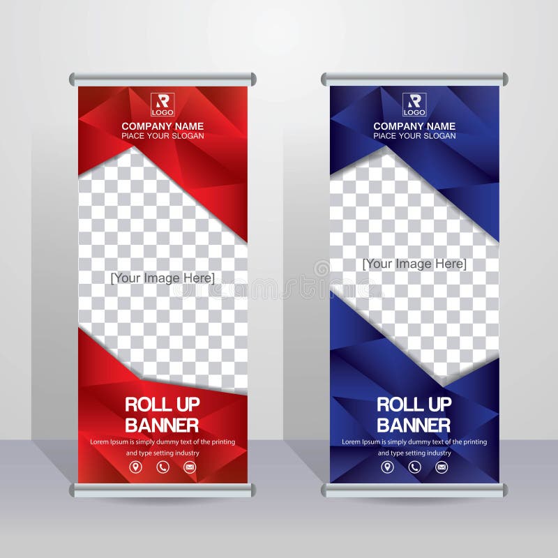 Red & Blue Roll Up Brochure Flyer Banner Design Template Vector Stock ...