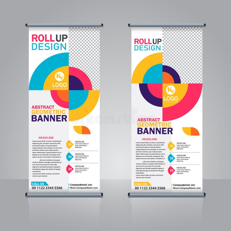 Geometric Vertical Roll Up, Pull Up, X Banner Template Stock Vector ...