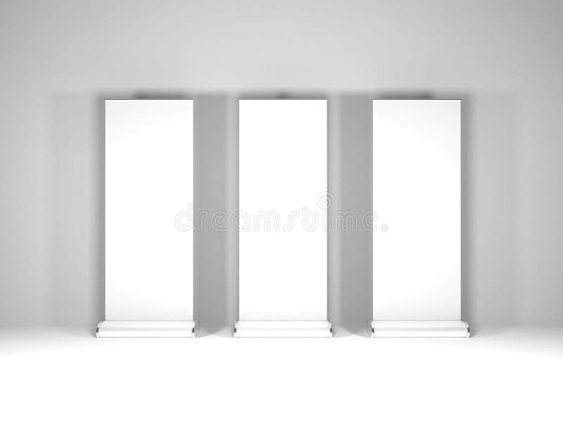 Roll Up Banner 3D Illustration Mockup Scene Stock Illustration ...