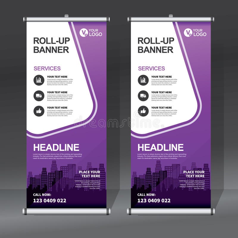 Roll Up Banner Design Template, Vertical, Abstract Background, Pull Up ...