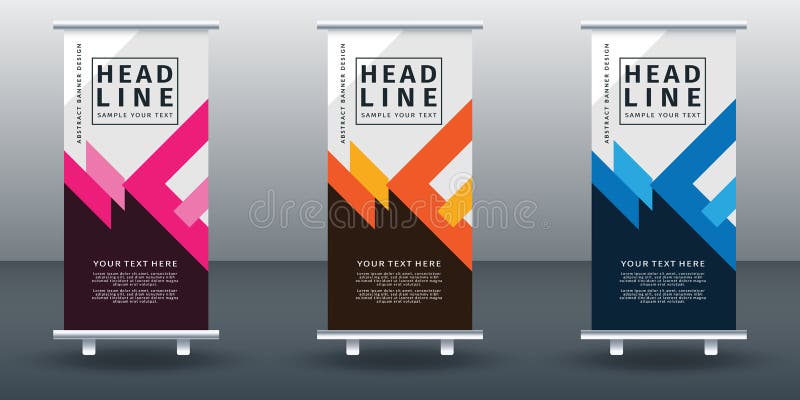 Roll Up Banner Set Design Template Design. Vector Illustration Stock ...