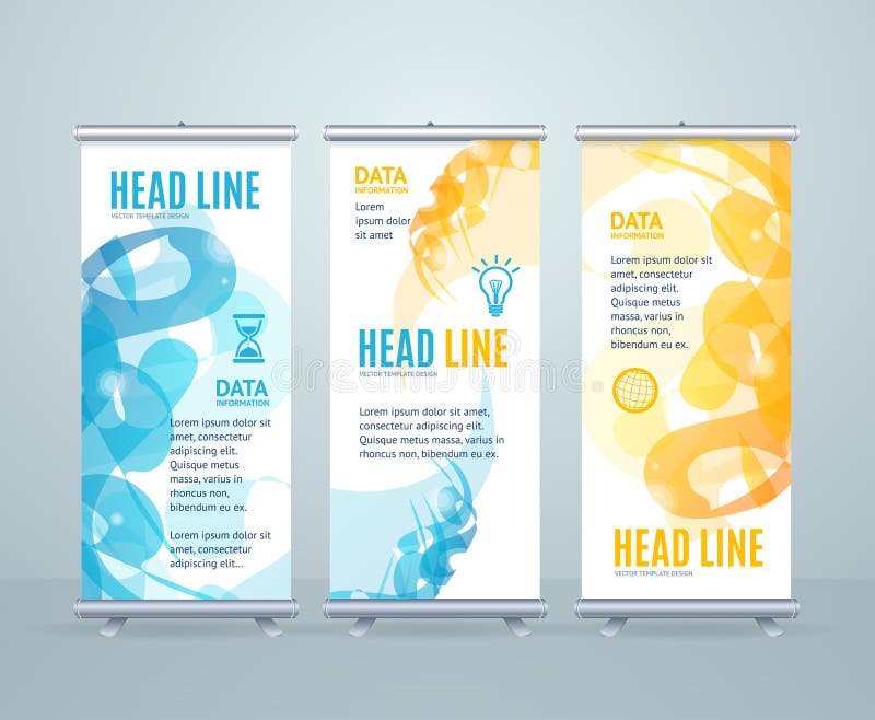 Roll Up Banner Stand Design with Abstract Geometric Shape. Vector Stock ...