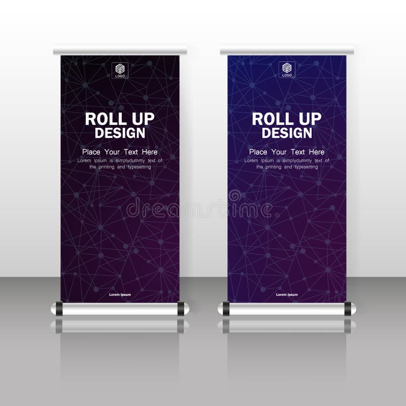 Roll Up Banner Stand Template. Abstract Triangle Line Pattern ...
