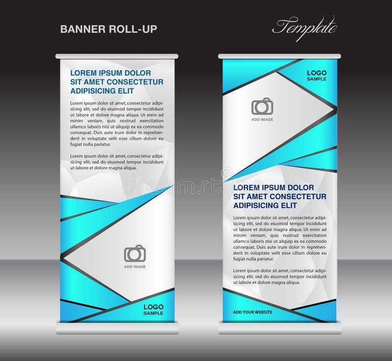 Roll Up Banner Stand Template, Blue Stand Design,banner Design, Stock ...
