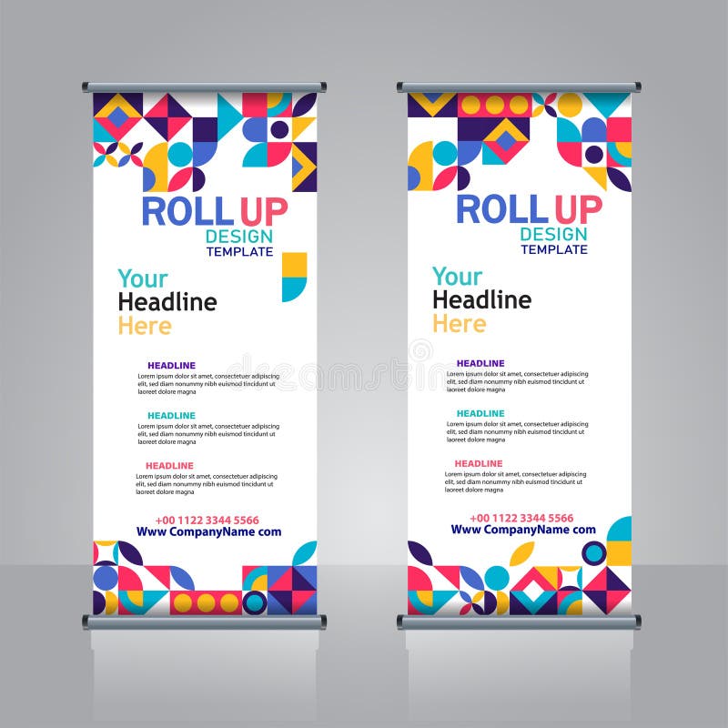 Roll Up Banner Created with Geometric Elements Stock Vector ...