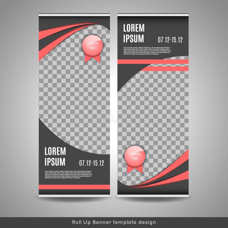 Roll Up Banner Template Design with Striped Background. Stock Vector ...