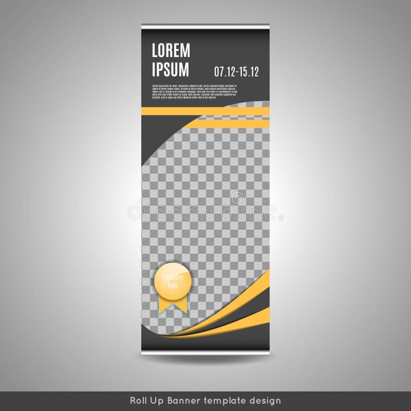 Roll Up Banner Template Design with Striped Background. Stock Vector ...
