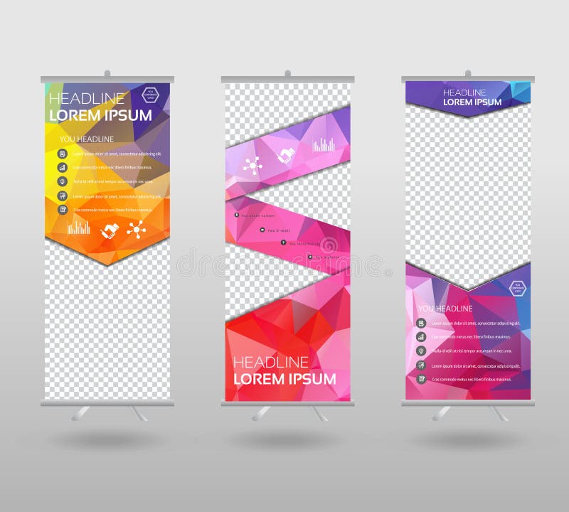 Roll Up Banner Template and Info Graphics Stand Design, Advertisement ...