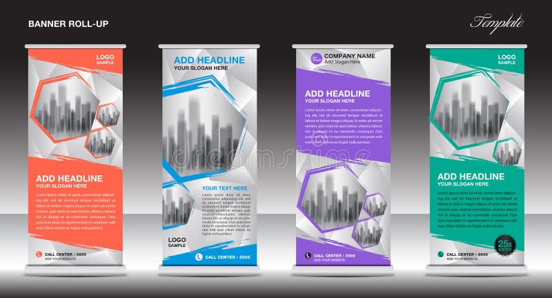 Roll Up Banner Template Vector Illustration,polygon Background Stock ...