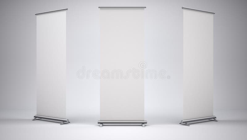 Roll Up Banners With Paper Canvas Texture Stock Illustration ...