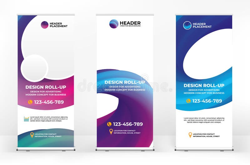 Set of Different Design Options for Advertising Banners Roll-up, Modern ...
