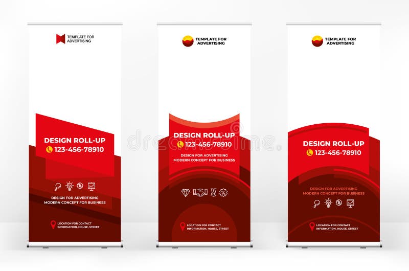 Set of Different Design Options for Advertising Banners Roll-up, Modern ...