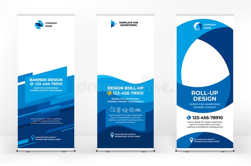 Set of Different Design Options for Advertising Banners Roll-up, Modern ...