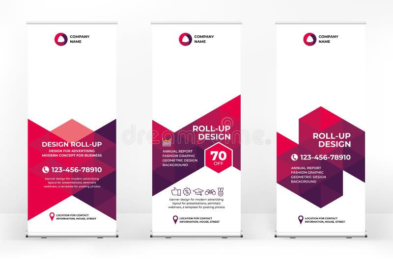Set of Different Design Options for Advertising Banners Roll-up, Modern ...