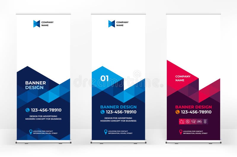Set of Different Design Options for Advertising Banners Roll-up, Modern ...