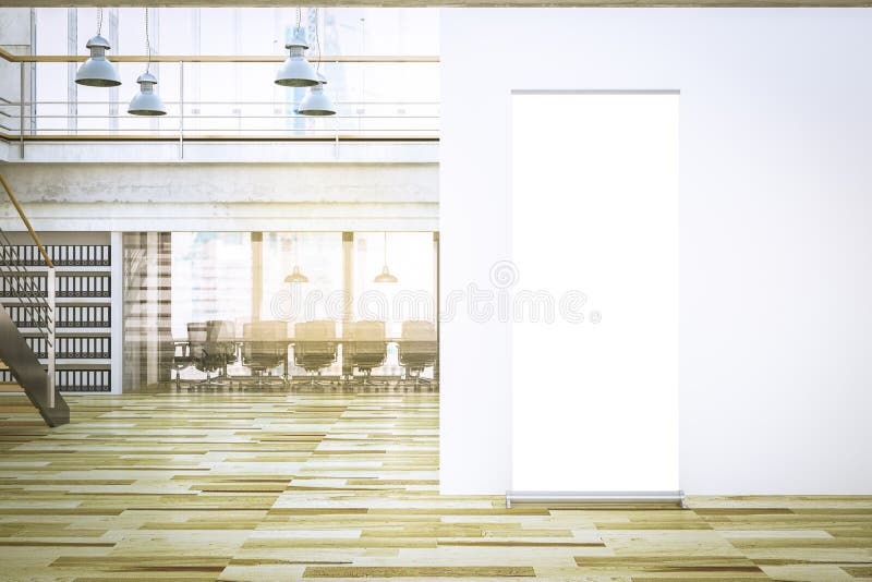 Roll up at office mockup stock image. Image of wall - 137192223