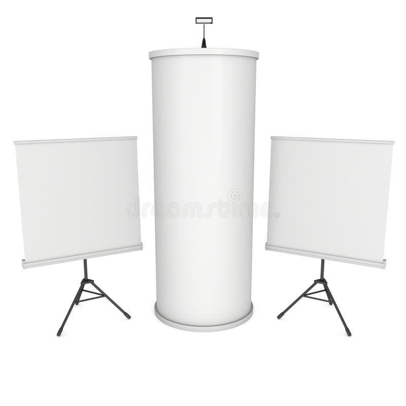 Roll Up and Pop Up Banner Stands Stock Illustration - Illustration of ...