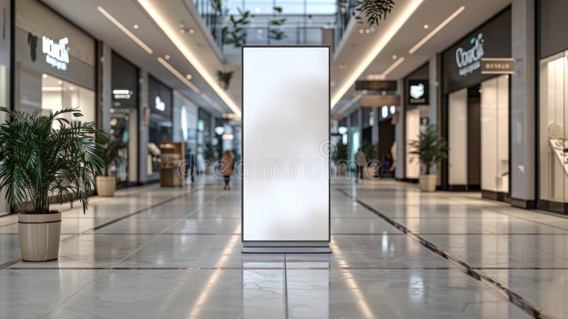 Roll Up Poster Stand Mockup in Mall Environment with Blank Copy Space ...