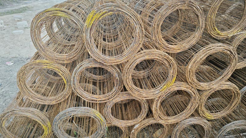 Roll Up Rusty Steel Rebar Grid Reinforcement Frame Lying on the Ground ...
