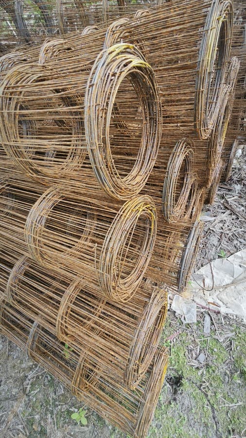 Roll Up Rusty Steel Rebar Grid Reinforcement Frame Lying on the Ground ...