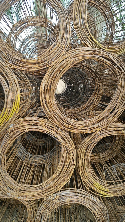 Roll Up Rusty Steel Rebar Grid Reinforcement Frame Lying on the Ground ...